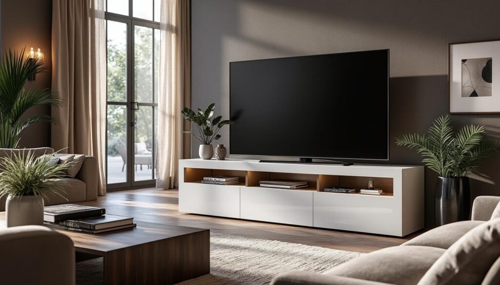 Comment meubler votre salon autour d'un meuble TV design blanc laqué ...